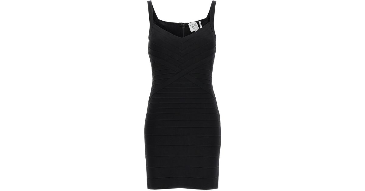 Hervé Léger 'Icon Bandage Bustier Mini' Dress in Black | Lyst