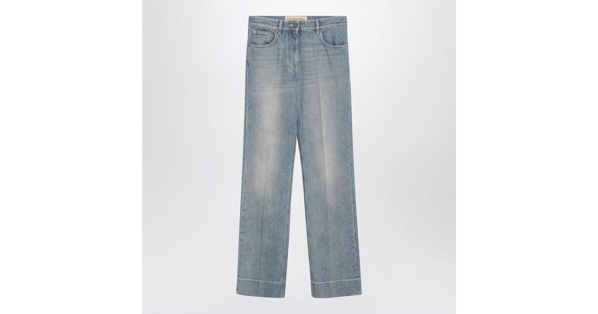 Valentino Light Washed Effect Jeans in Blue | Lyst UK