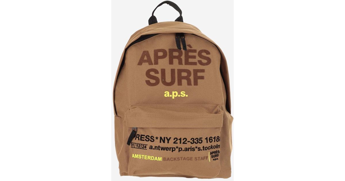 APRÈS SURF Technical Fabric Backpack With Logo in Brown for Men | Lyst