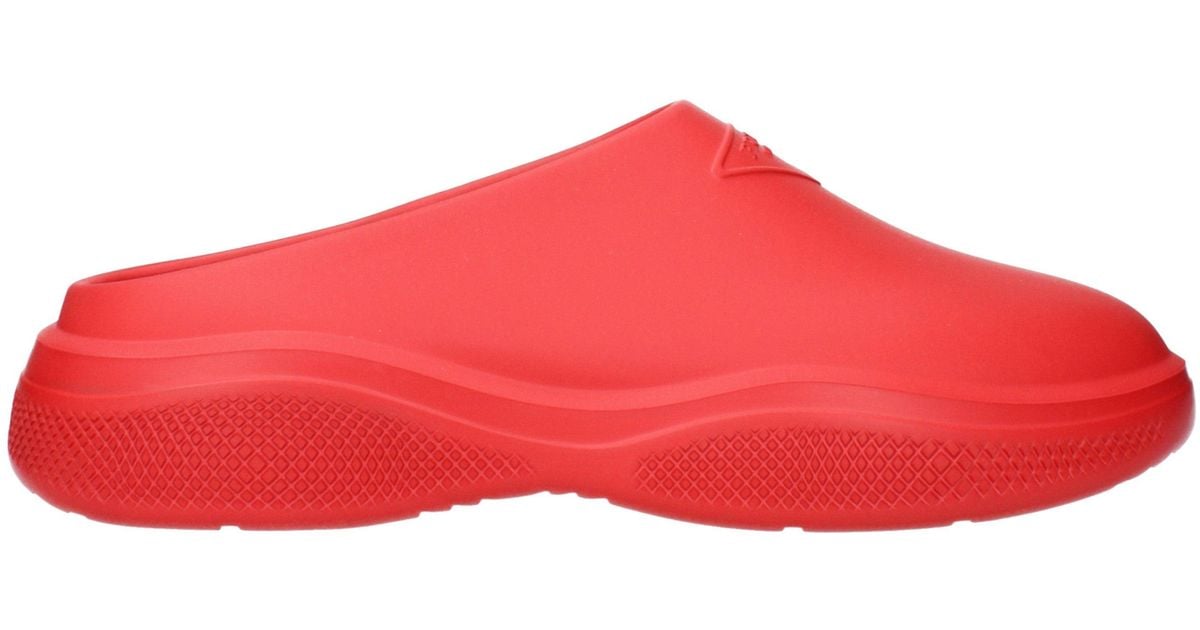 Prada Slippers And Clogs Mellow Rubber in Red | Lyst UK