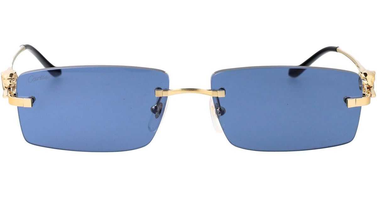 Cartier Rectangular Sunglasses Ct0430 S 004 in Blue for Men | Lyst UK