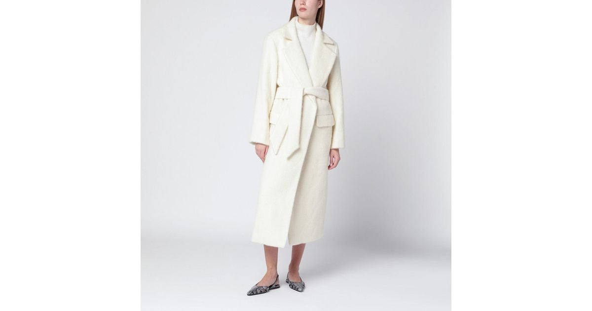 Almada Label Cream Robe Coat in White | Lyst UK