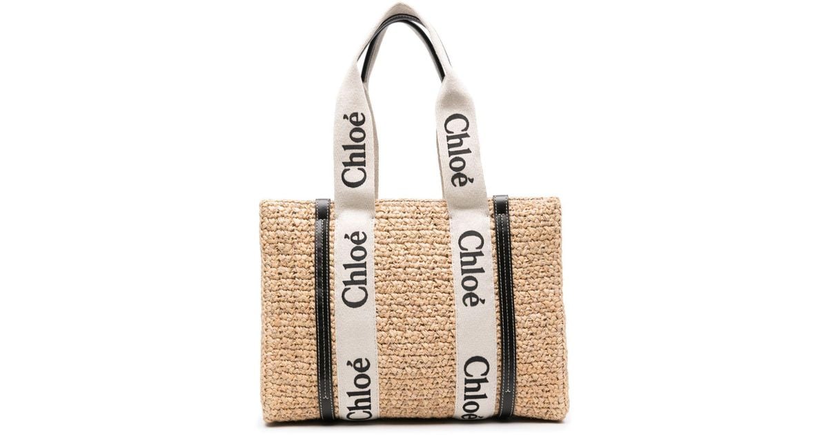 Chloé Mittelgroße Woody Strandtasche aus Bast in Natur | Lyst DE