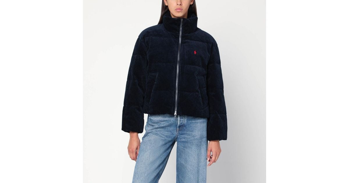 Polo Ralph Lauren Corduroy Puffer Jacket in Blue | Lyst