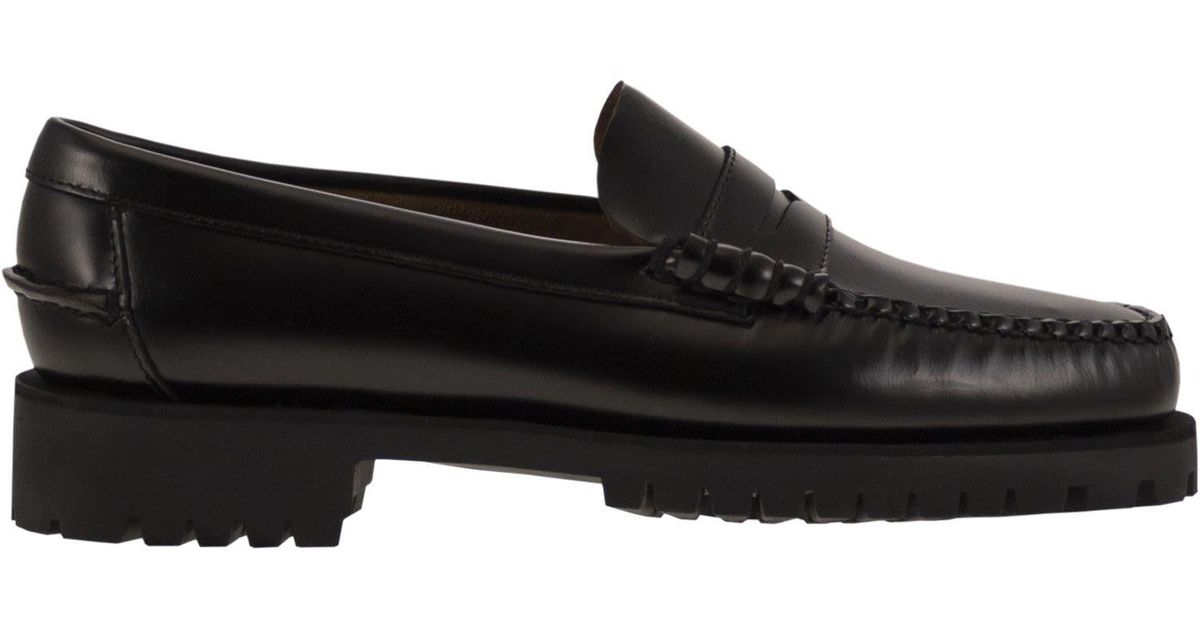 Sebago Dan Leather Moccasin in Black | Lyst