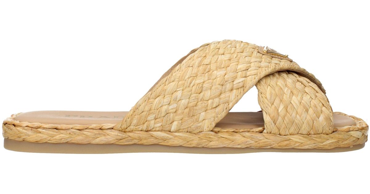 Prada Slippers And Clogs Raffia/Natural | Lyst