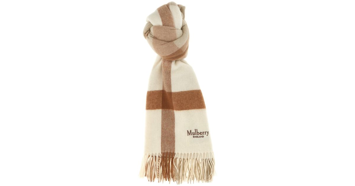 Mulberry Check Scarf in Natural | Lyst UK