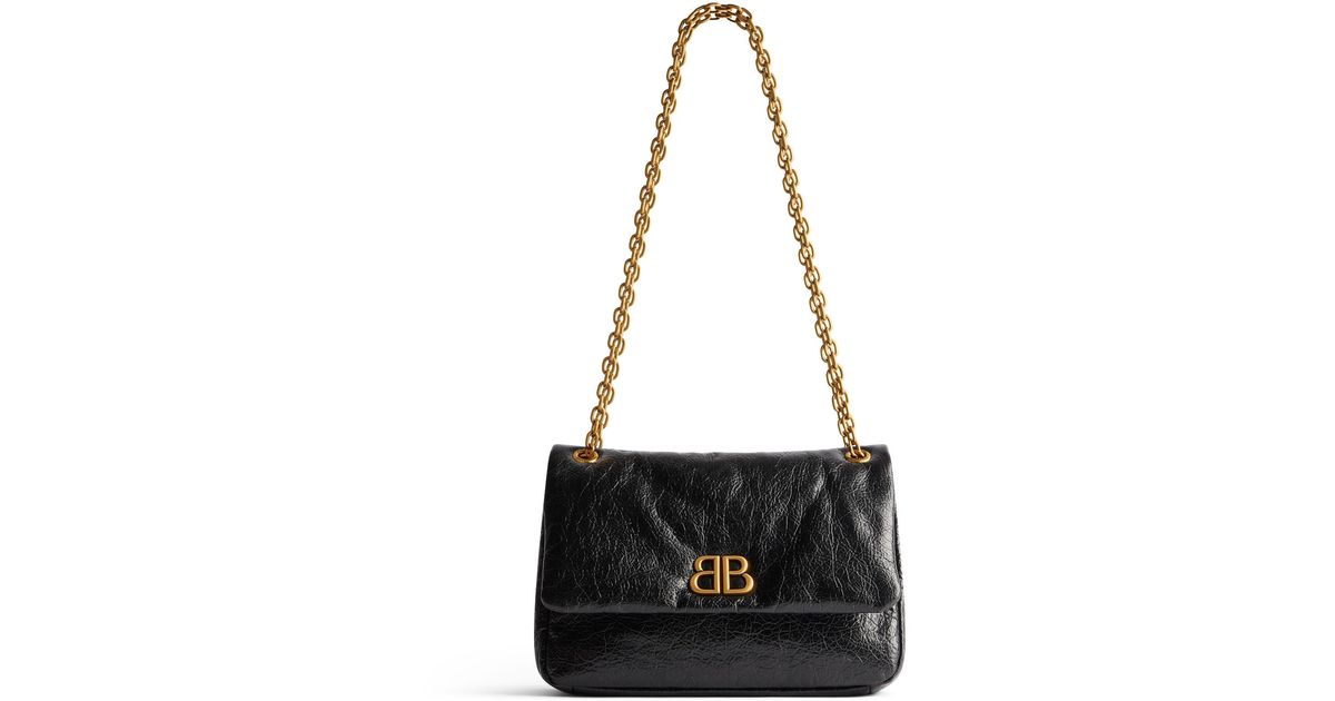 Balenciaga Monaco Leather Shoulder Bag in Black | Lyst