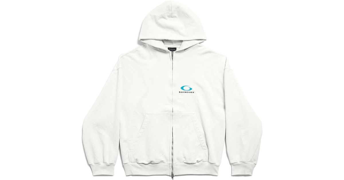Balenciaga Loop Sports Icon Zip-Up Hoodie Regular Fit in White for Men ...