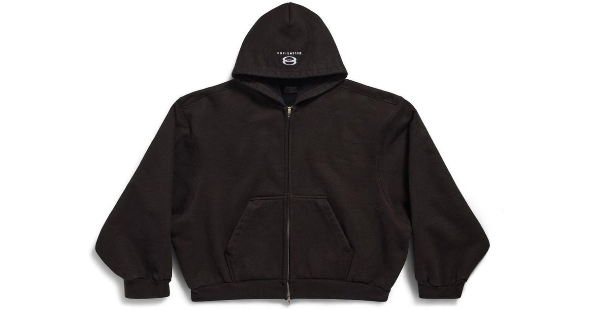 Balenciaga Unity Sports Icon Boxy Zip-up Hoodie Large Fit in Black | Lyst