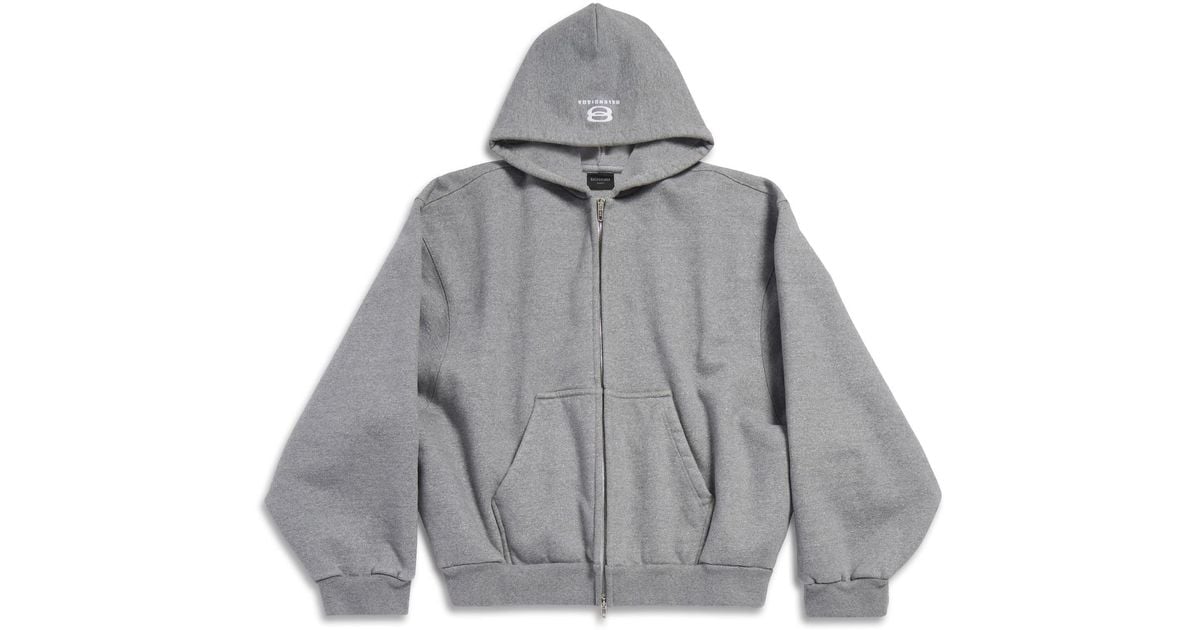 Balenciaga Unity Sports Icon Boxy Zip-Up Hoodie Large Fit in Gray | Lyst