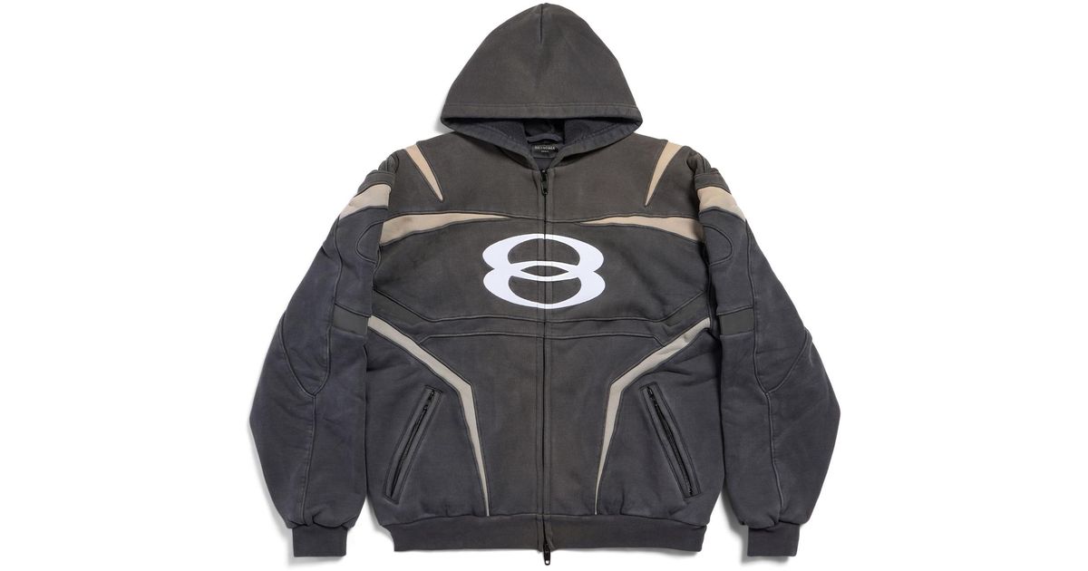 Balenciaga Unity Sports Icon Biker Zip-Up Hoodie Oversized in Gray for ...