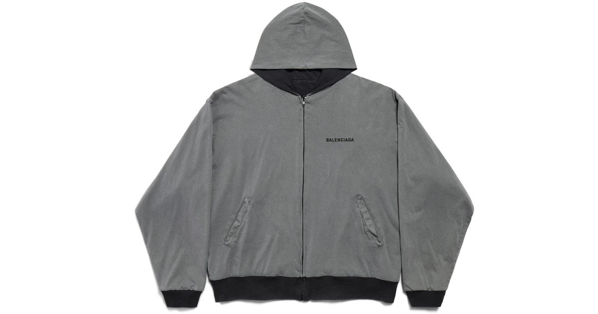 Balenciaga Back Reversible Zip-Up Hoodie in Grey for Men | Lyst UK