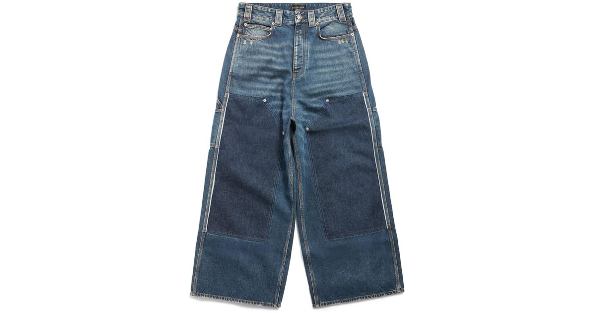 Balenciaga Ripped Off Baggy Pants in Blue for Men | Lyst