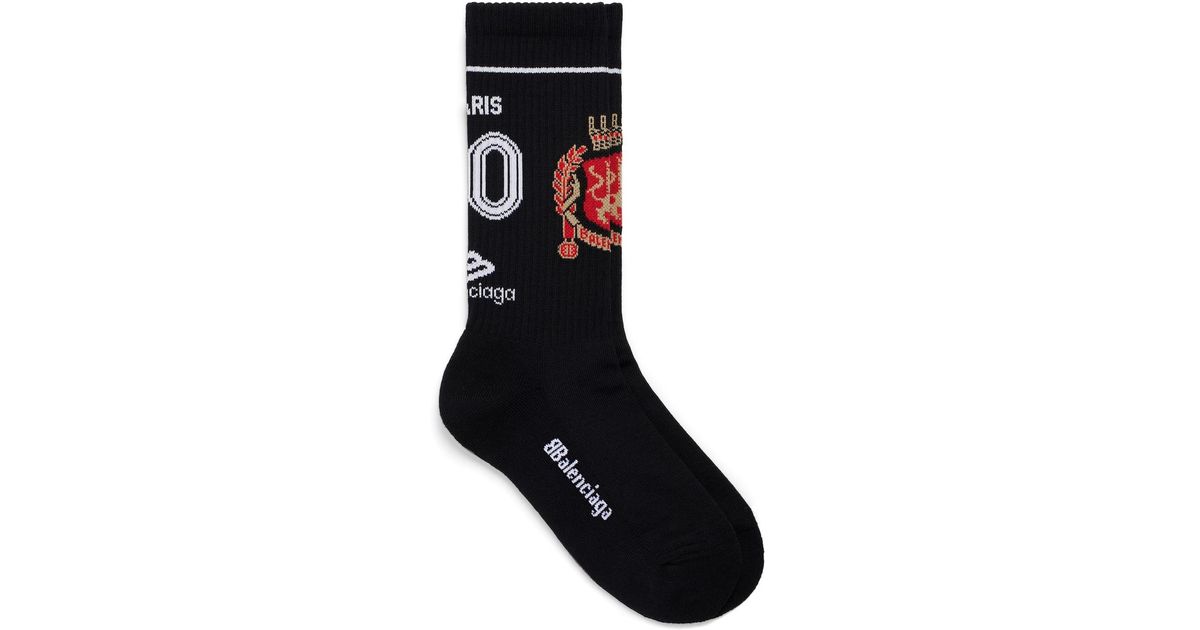 Balenciaga Paris Soccer Socks in Black for Men | Lyst