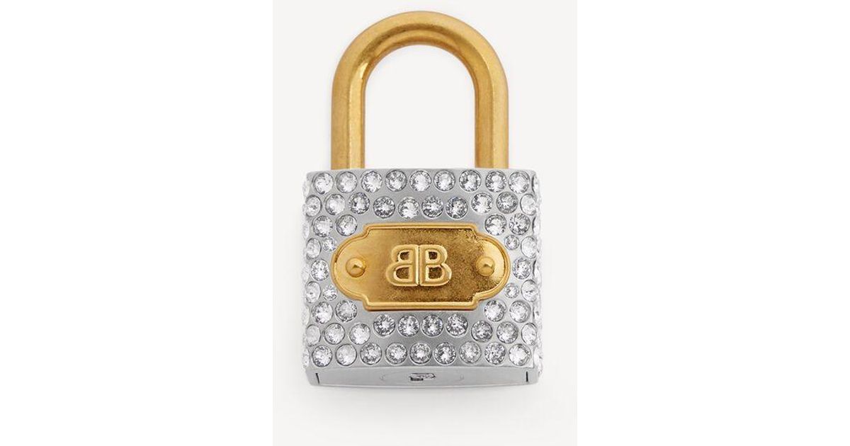 Balenciaga Charm/Keychain Bb Padlock With Rhinestones in Metallic | Lyst UK