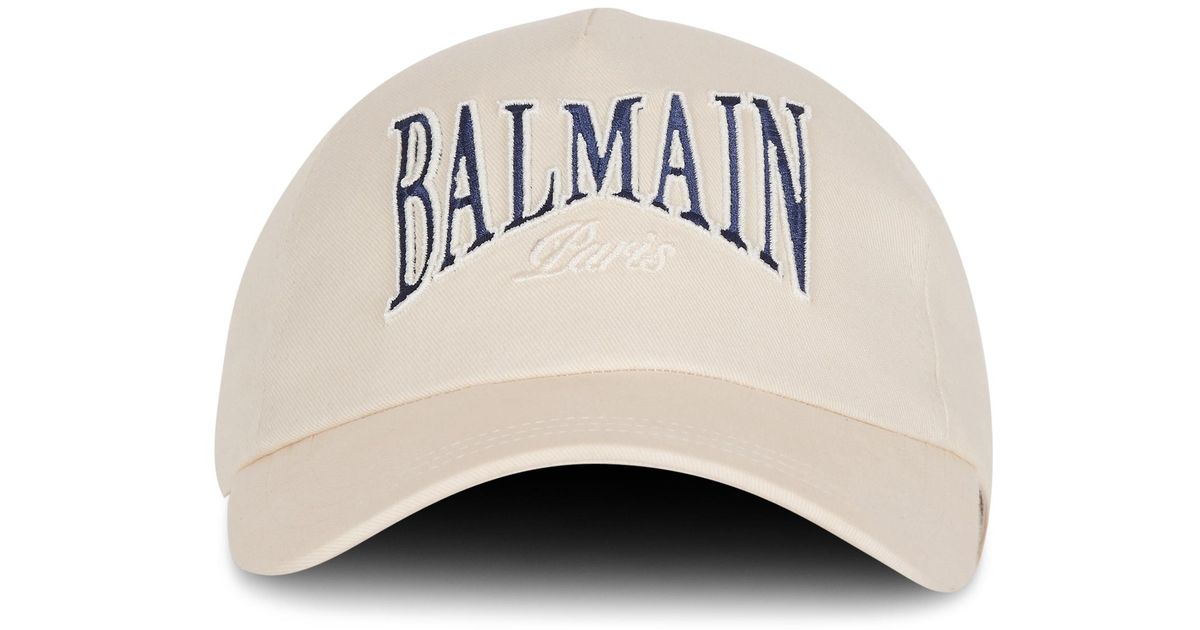 Balmain Cotton College Cap in White for Men | Lyst UK
