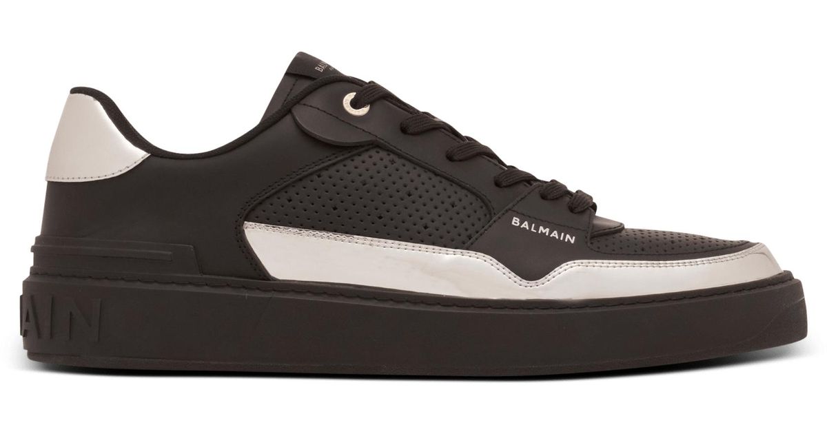 Balmain B-Court Flip Leather Sneakers in Black for Men | Lyst UK