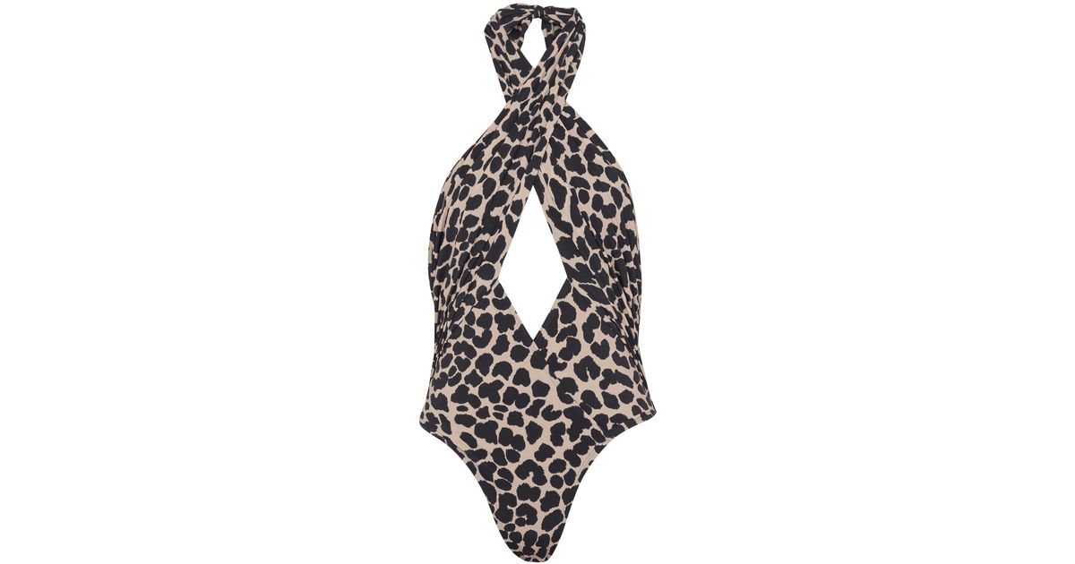 Balmain One-Piece Leopard Pattern Swimsuit in White | Lyst UK