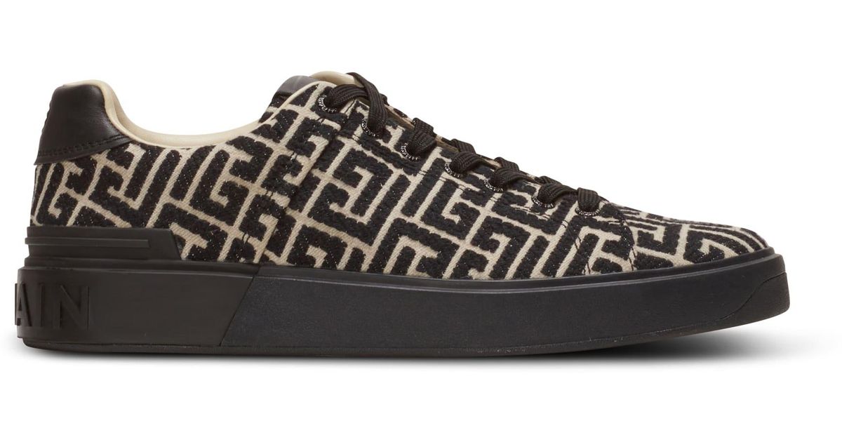 Balmain B-Court Sneakers With Jacquard Monogram in Black for Men | Lyst