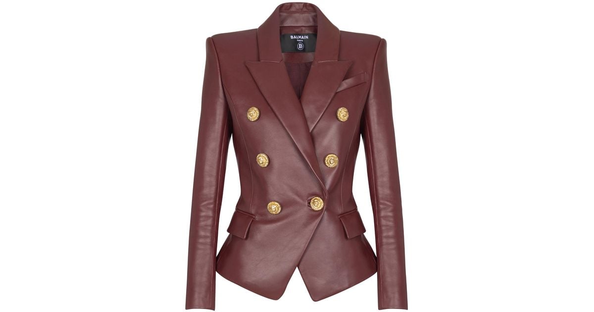 Balmain 6-Buttons Lambskin Jacket in Red | Lyst UK