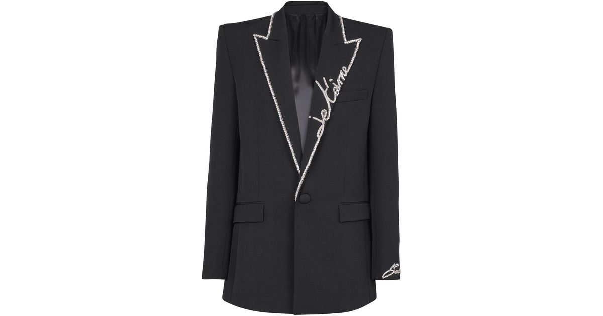 Balmain 1-Button Jacket With Embroidered "Love Letter" Collar in Black ...