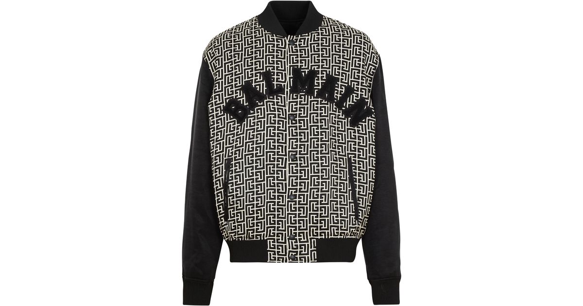 Balmain Varsity Monogrammed Jacket With Patches in Black for Men | Lyst UK