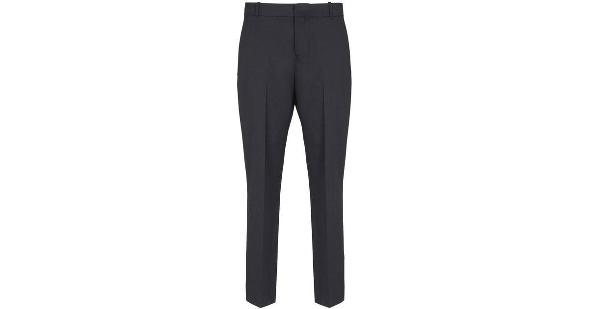 Balmain Straight-Leg Tailored Wool Trousers in Blue for Men | Lyst UK