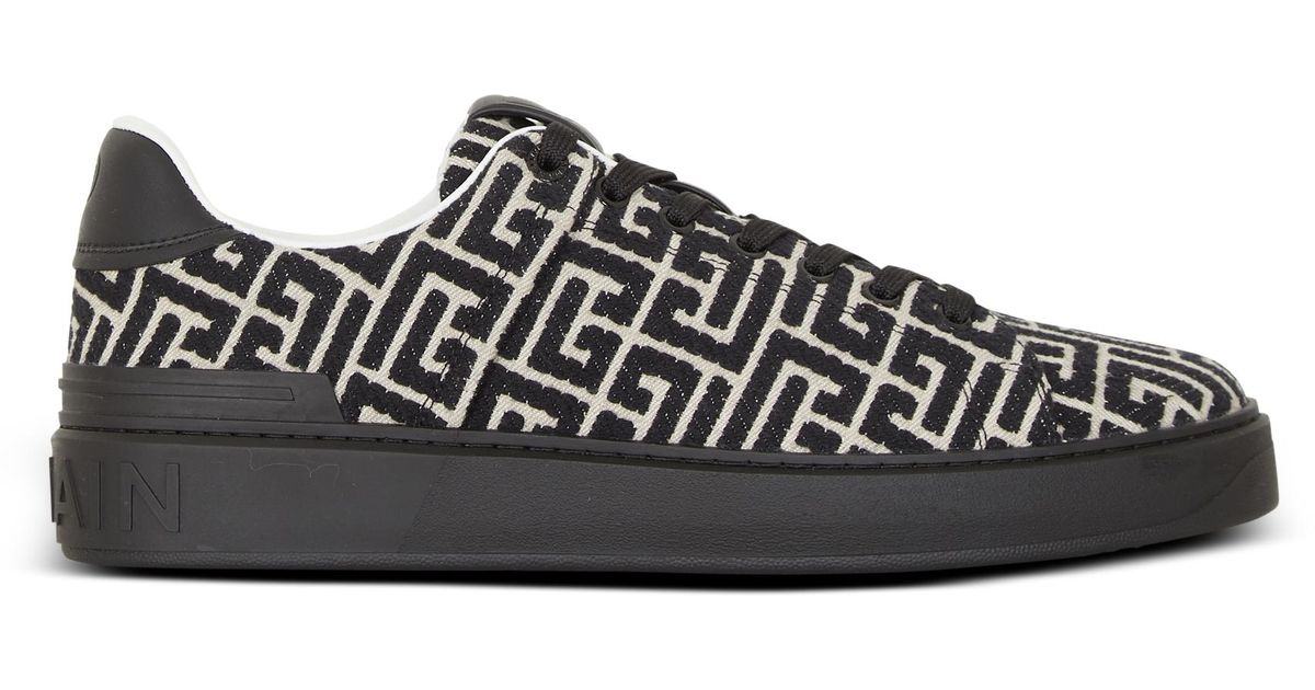 Balmain Monogram Jacquard B-Court Trainers in Black for Men | Lyst UK