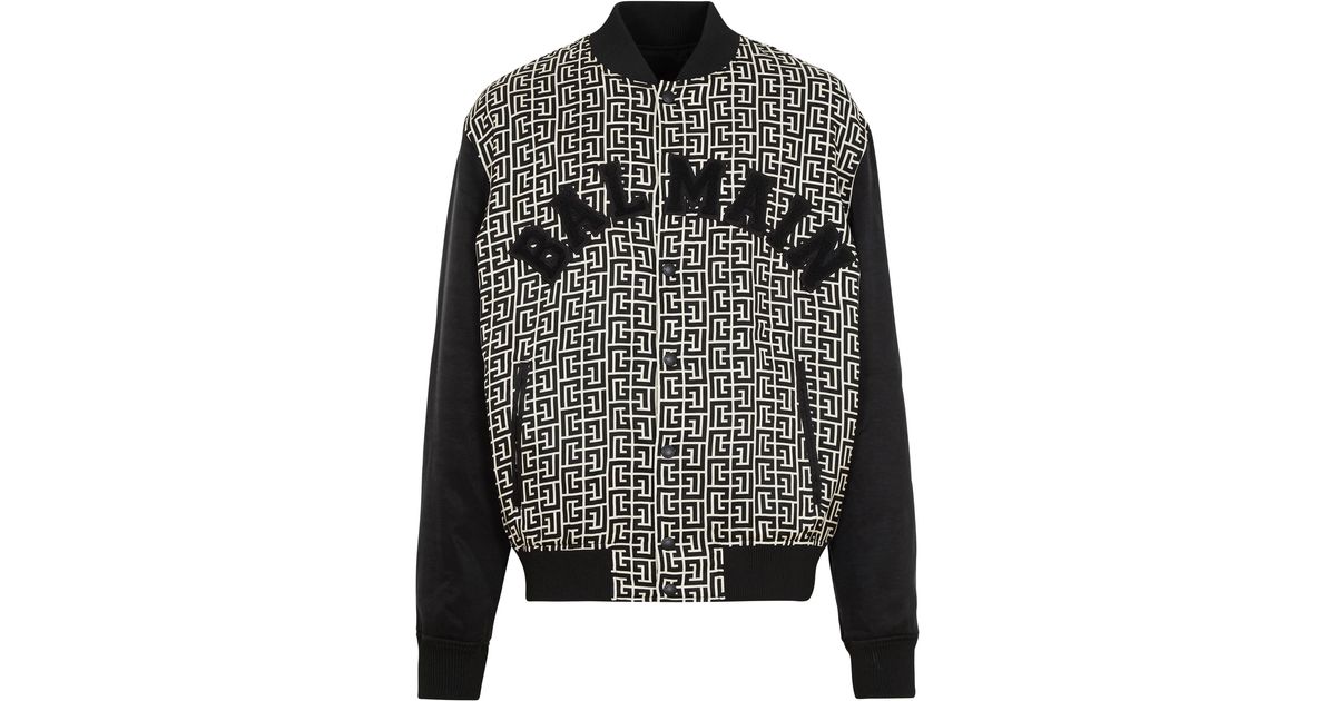 Balmain Varsity Monogrammed Jacket With Patches in Black for Men | Lyst