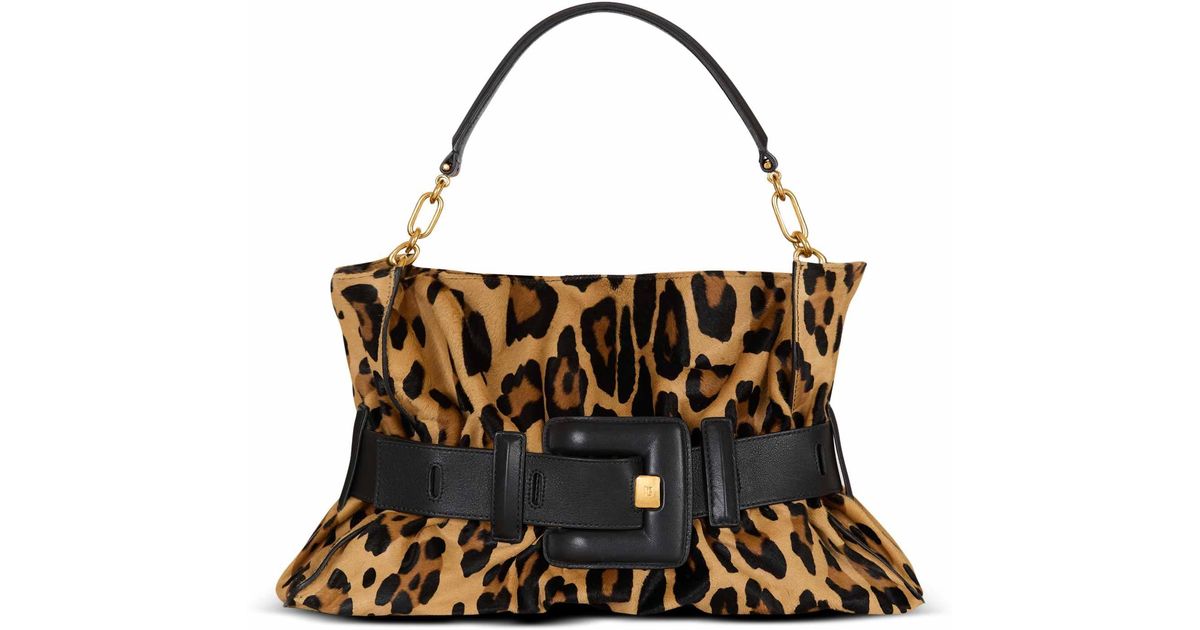 Balmain Anthem Medium Ponyskin-Style Leopard Print Bag in Brown | Lyst