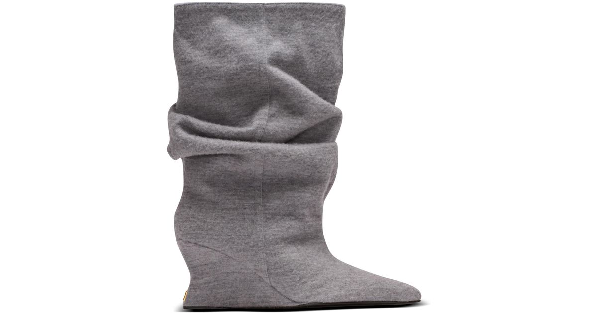 Balmain Wedge Ankle Boots in Grey | Lyst UK
