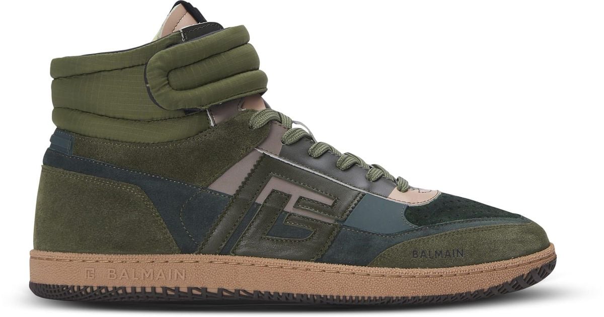 Balmain Swan Mid-Top Sneakers in Green for Men | Lyst