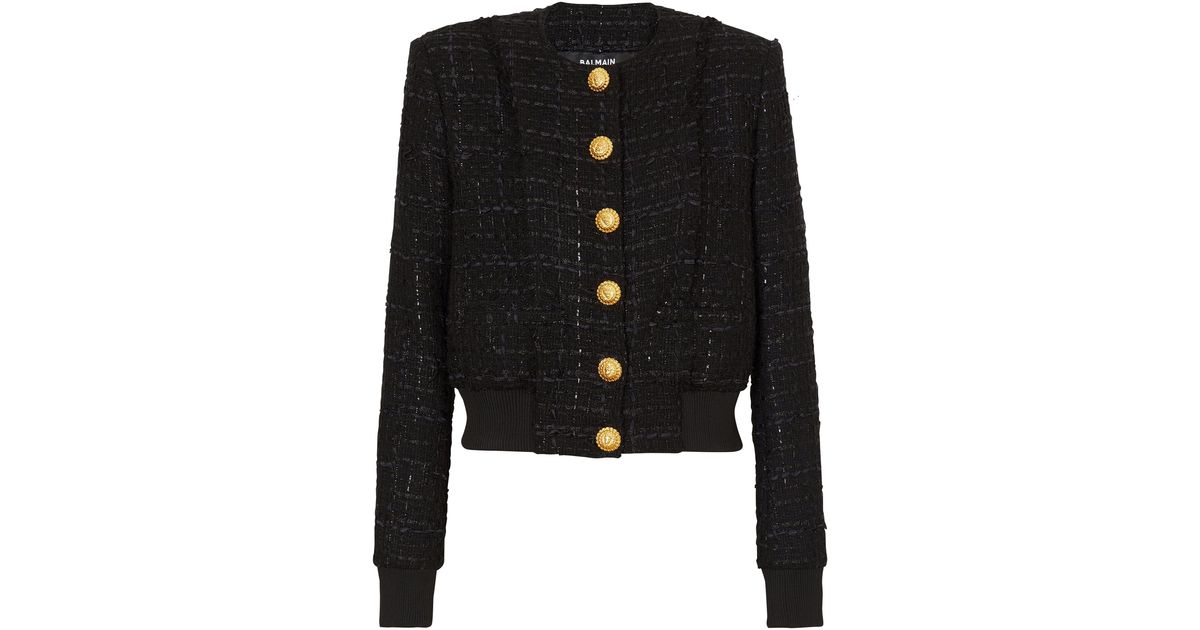Balmain Tweed Jacket in Black | Lyst