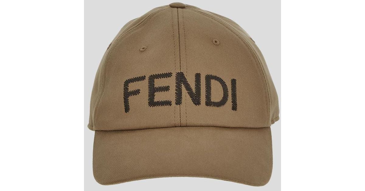Fendi Baseball Cap With Visor And Embroidered Logo in Brown for Men | Lyst