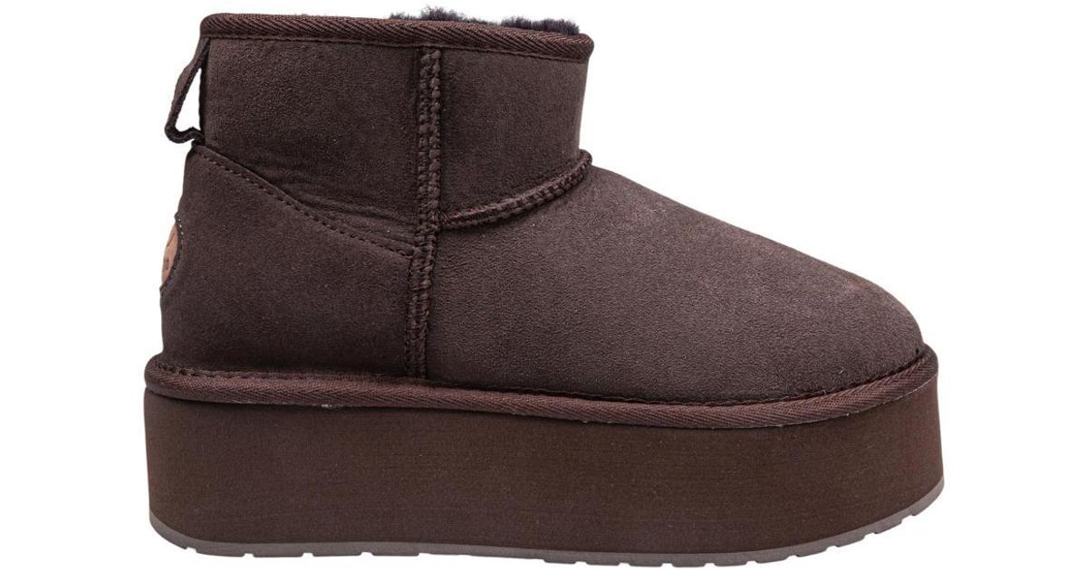 EMU Stinger Micro Flatform Suede Boot in Brown | Lyst