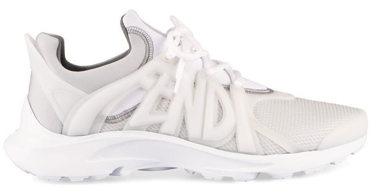 Fendi Tag Low-Top Sneakers in White for Men | Lyst