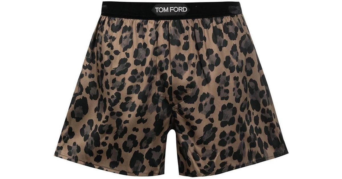 Tom Ford Leopard Print Silk Boxers In Black For Men Lyst