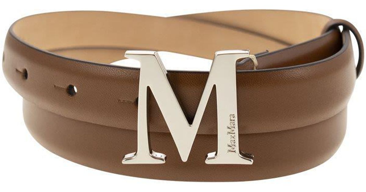 Max Mara Mclassic20 - Monogram Leather Belt in Brown | Lyst