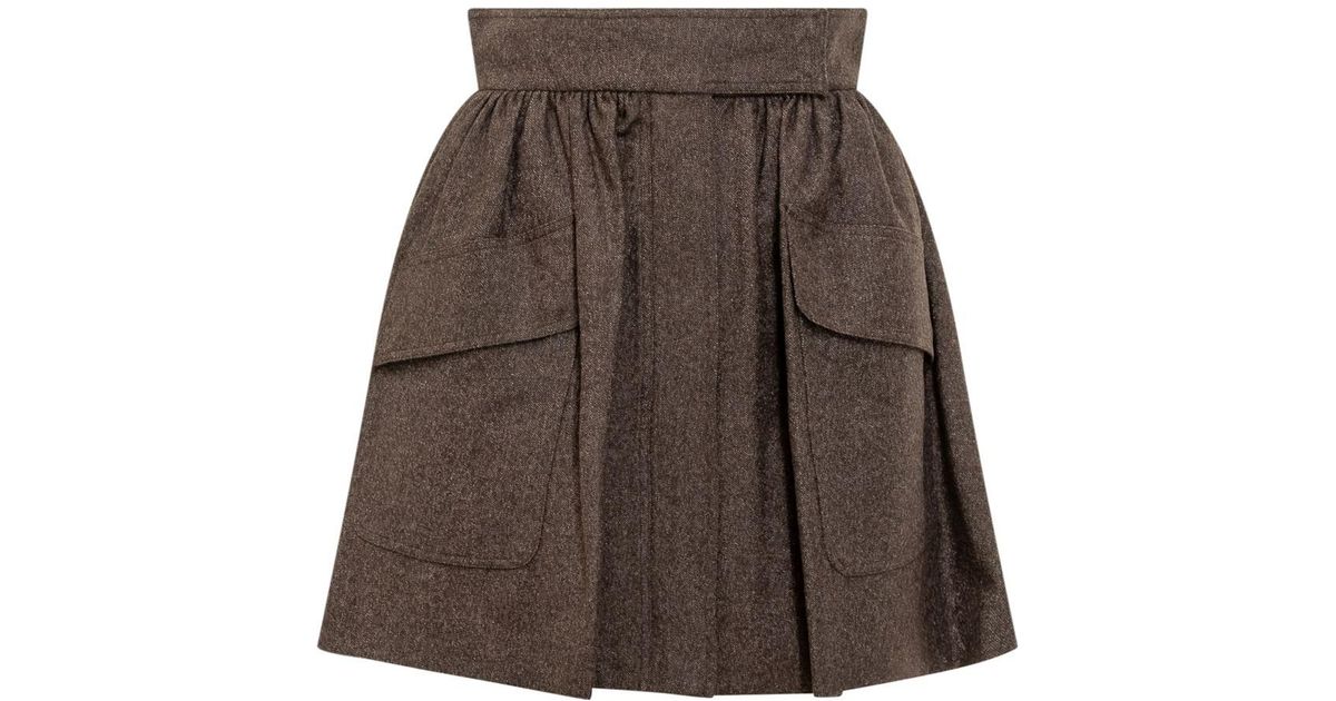 Max Mara Short Skirt With Flap Pockets in Brown | Lyst
