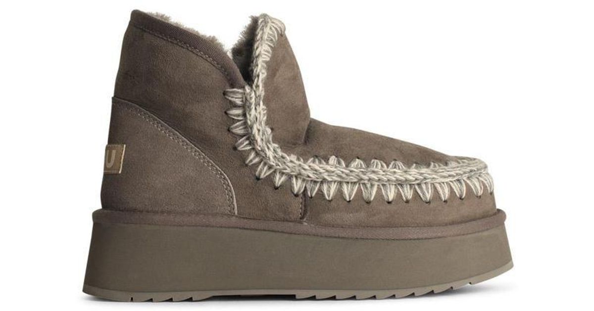 Mou Eskimo 'platform' In Grey Leather in Brown | Lyst