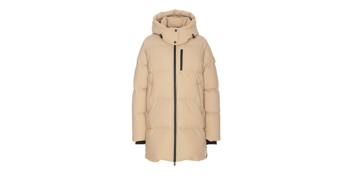 Moose Knuckles Hooded Recycled Down Puffer Jacket in Natural | Lyst UK