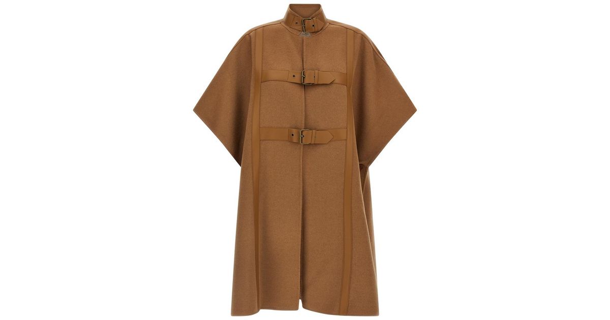 Twinset Wool Cape in Brown | Lyst UK