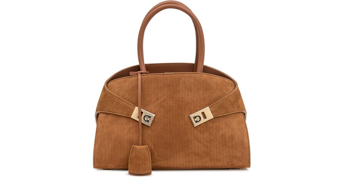 Ferragamo Ferragamo Suede Hand Bag in Brown | Lyst UK