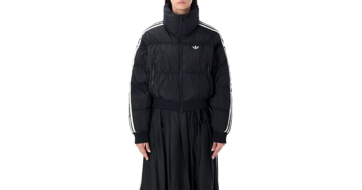 adidas Originals Adicolor Cropped Puffer Jacket in Blue | Lyst UK