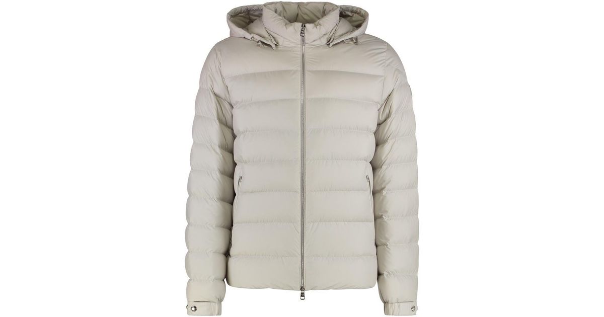 Moncler Short Puffer Arneb With Hood in Grey for Men | Lyst UK