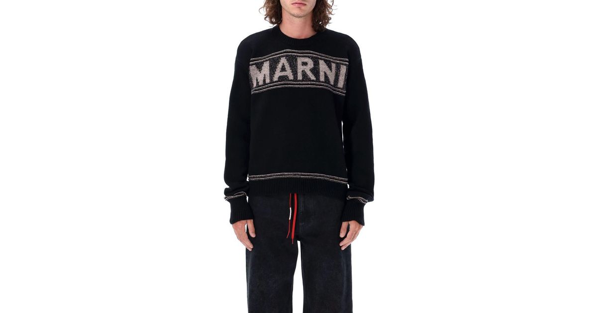 Marni Logo Knit in Blue for Men | Lyst