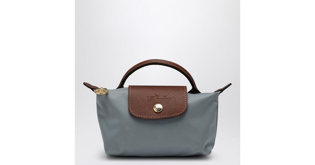 Longchamp Le Pliage Original Steel-Coloured Clutch Bag in Blue | Lyst