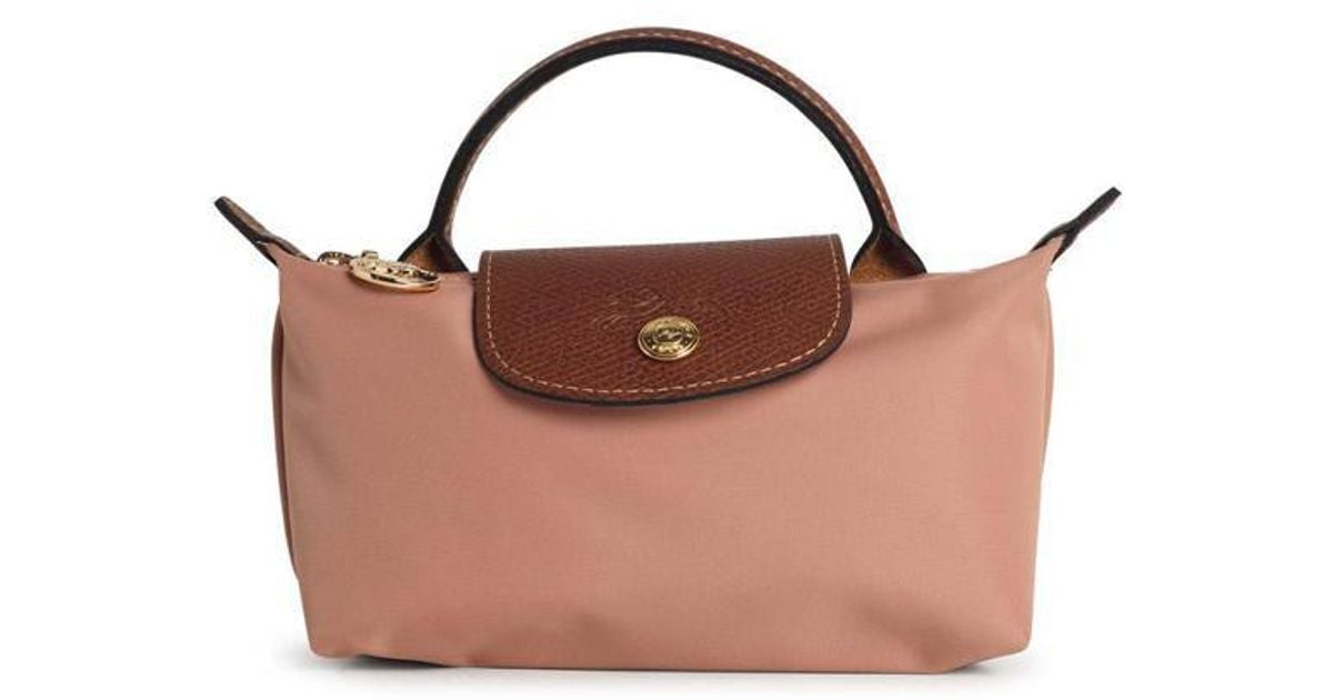 Longchamp Clutch Bag With 'Le Pliage Original' Handle in Pink | Lyst
