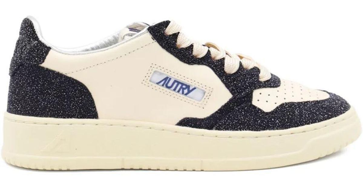 Autry "Medalist Low" Double Leather Sneakers Shoes in Blue | Lyst UK